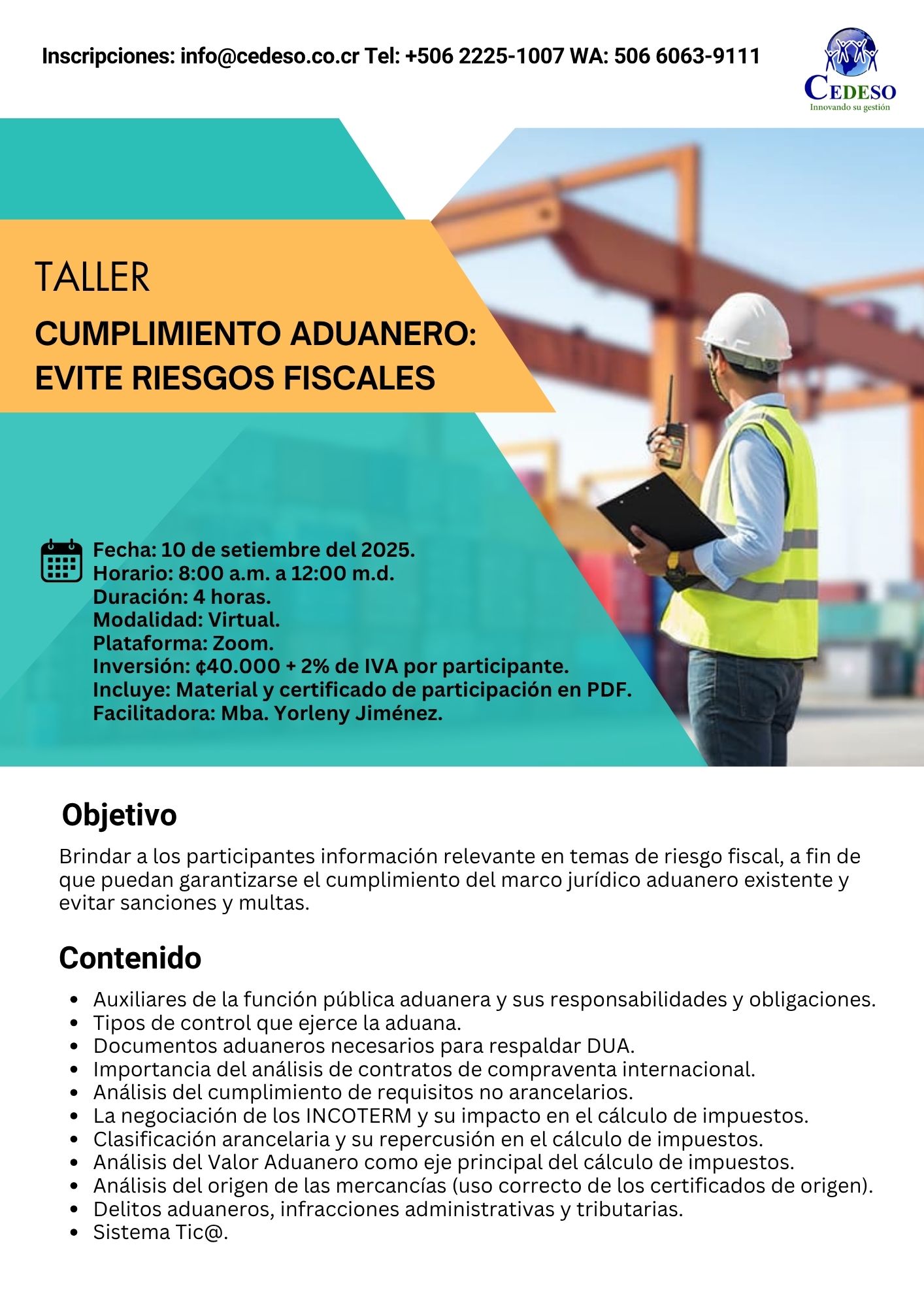 Cedeso - Cumplimiento aduanero: Evite riesgos fiscales