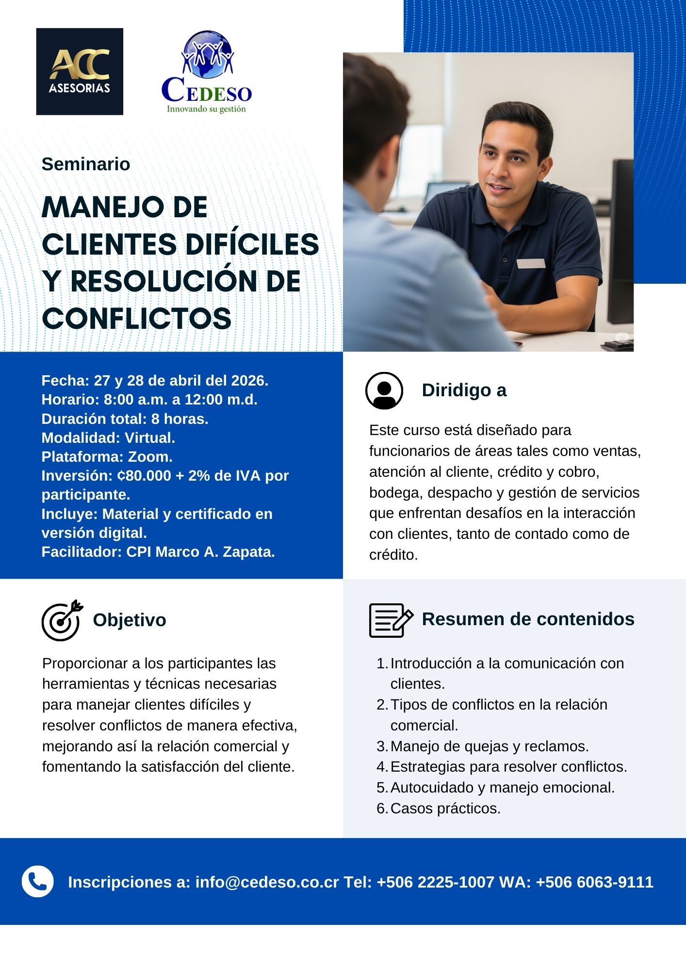Cedeso - Manejo de clientes difíciles y resolución de conflictos