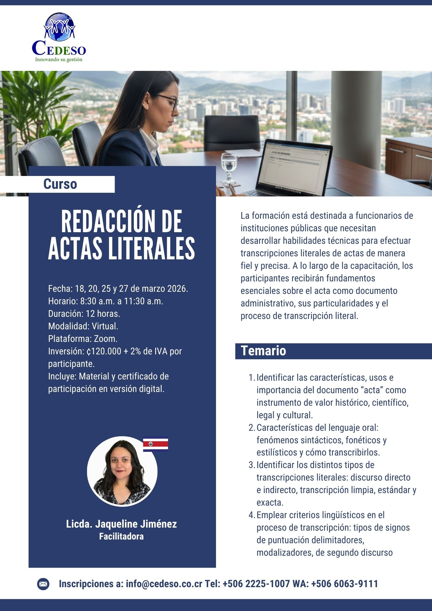 Cedeso - Redacción de actas literales